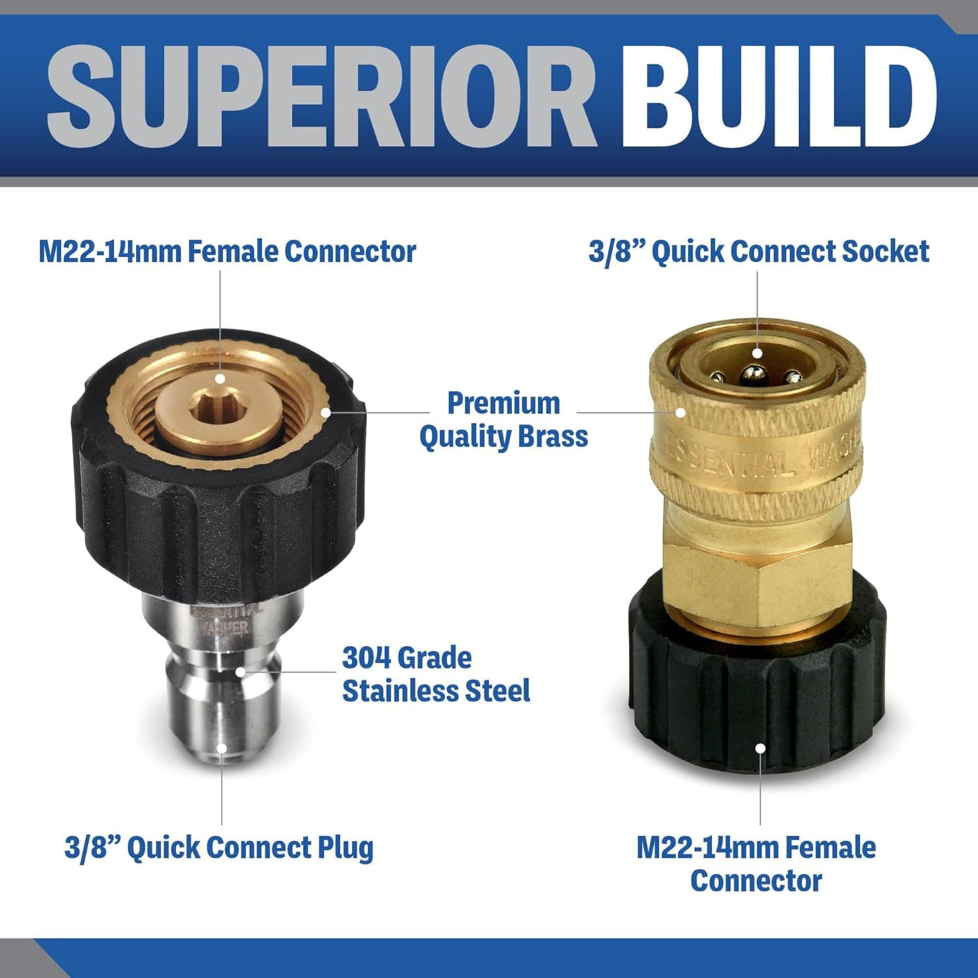Pressure Washer M22 Quick Connect Adapter Set Variations — ESSENTIAL WASHER